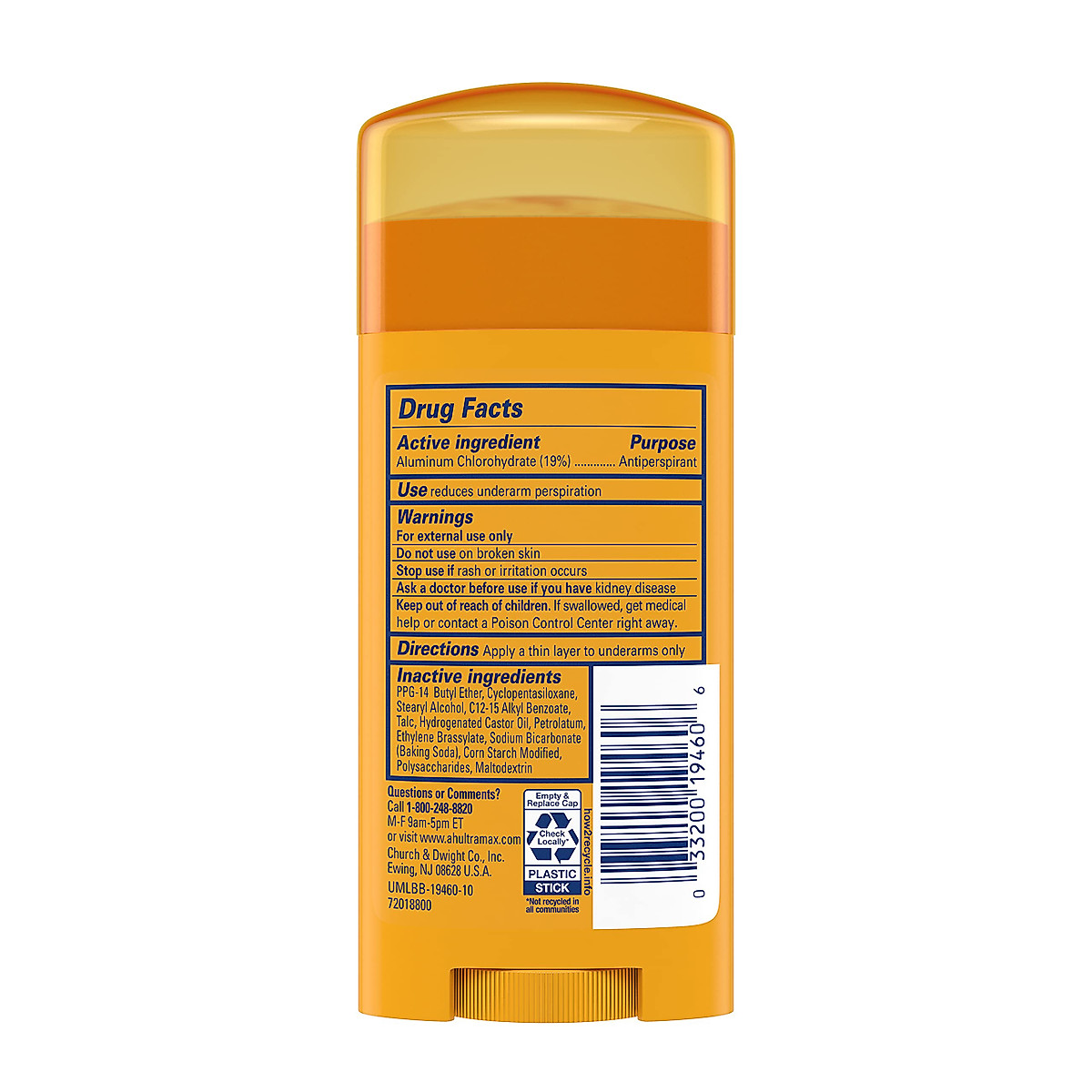 ARM & HAMMER ULTRAMAX Anti-Perspirant Deodorant Invisible Solid Unscented 2.60 oz (6-Pack)