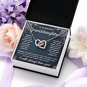 FG Family Gift Mall Granddaughter Gifts From Grandma and Granddaughter Birthday Message Card Necklace From Grandmother or Grandpa Jewelry Charm Present with Message Card and Gift Box, Stainless