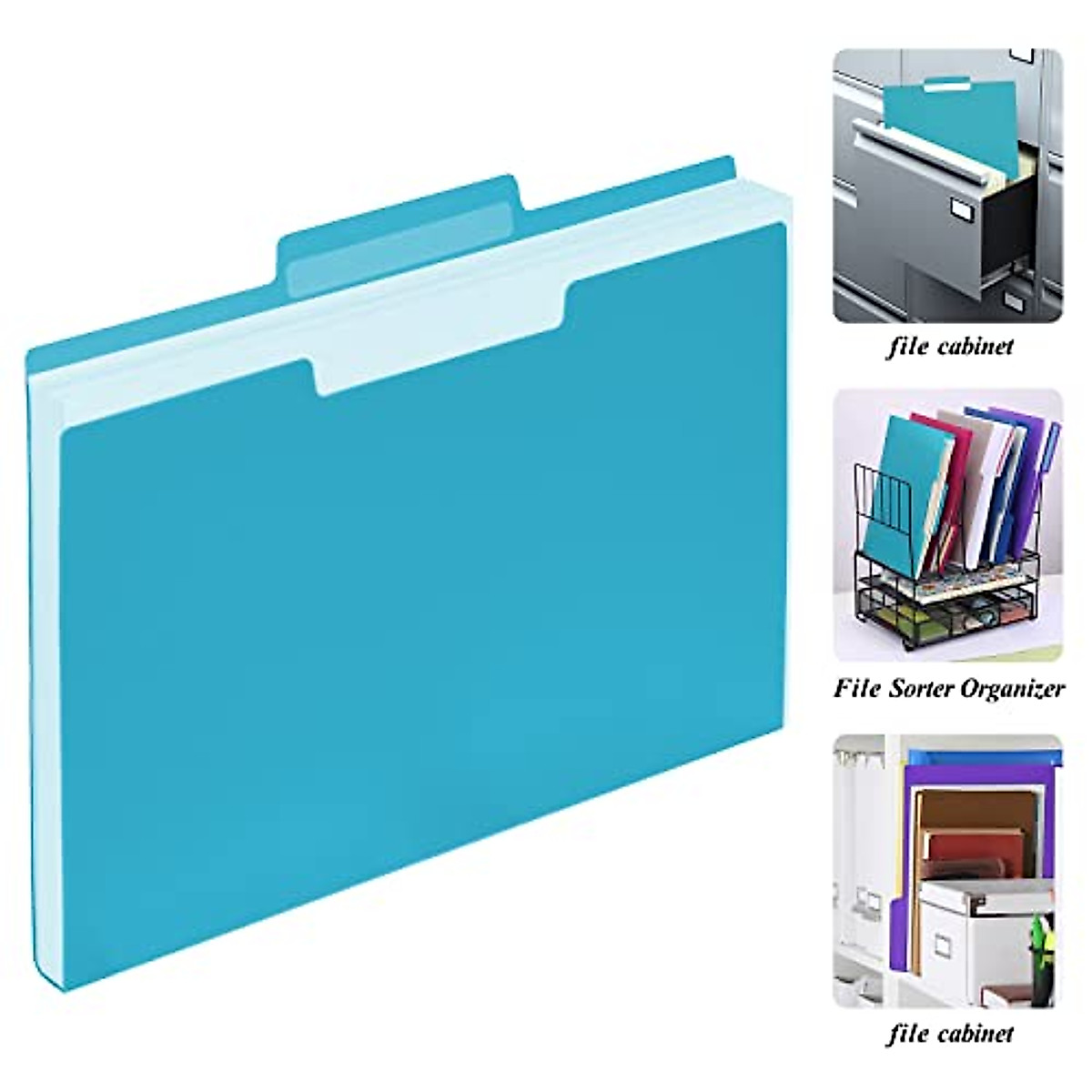 EOOUT Poly File Folders18 Pack 6 Gemstone Color, 1/3 Cut Tab Letter Size, 8.6 x 11.6 Inches Colored File Folders Classic Manila Folders Plastic Folders, Office Supplies File Folders