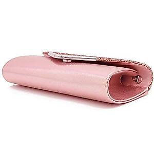 ZIUMUDY Sparkly Glitter Evening Envelop Clutches Shoulder Chain Bags Bridal Wedding Clutch Purse Wallet (Pink)