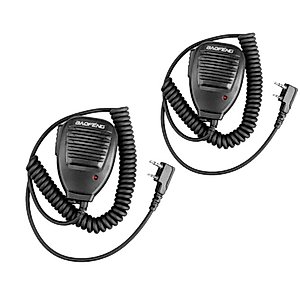 2 Pack BAOFENG Speaker Mic for UV-5R,BF-888S,UV-5R Plus,UV-5R Plus,UV-5R E Plus,UV-5R B,UV-B5,UV-82,UV-82L, 2 Pin Shoulder Microphone with a Strong Clip