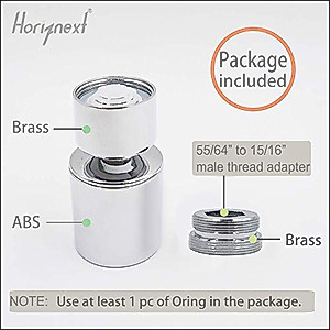 Horiznext faucet aerator for kitchen bathroom sink, tap head sprayer 360 degree swivel filter attachment hose extender no splash water nozzle (1 pc with adapter)