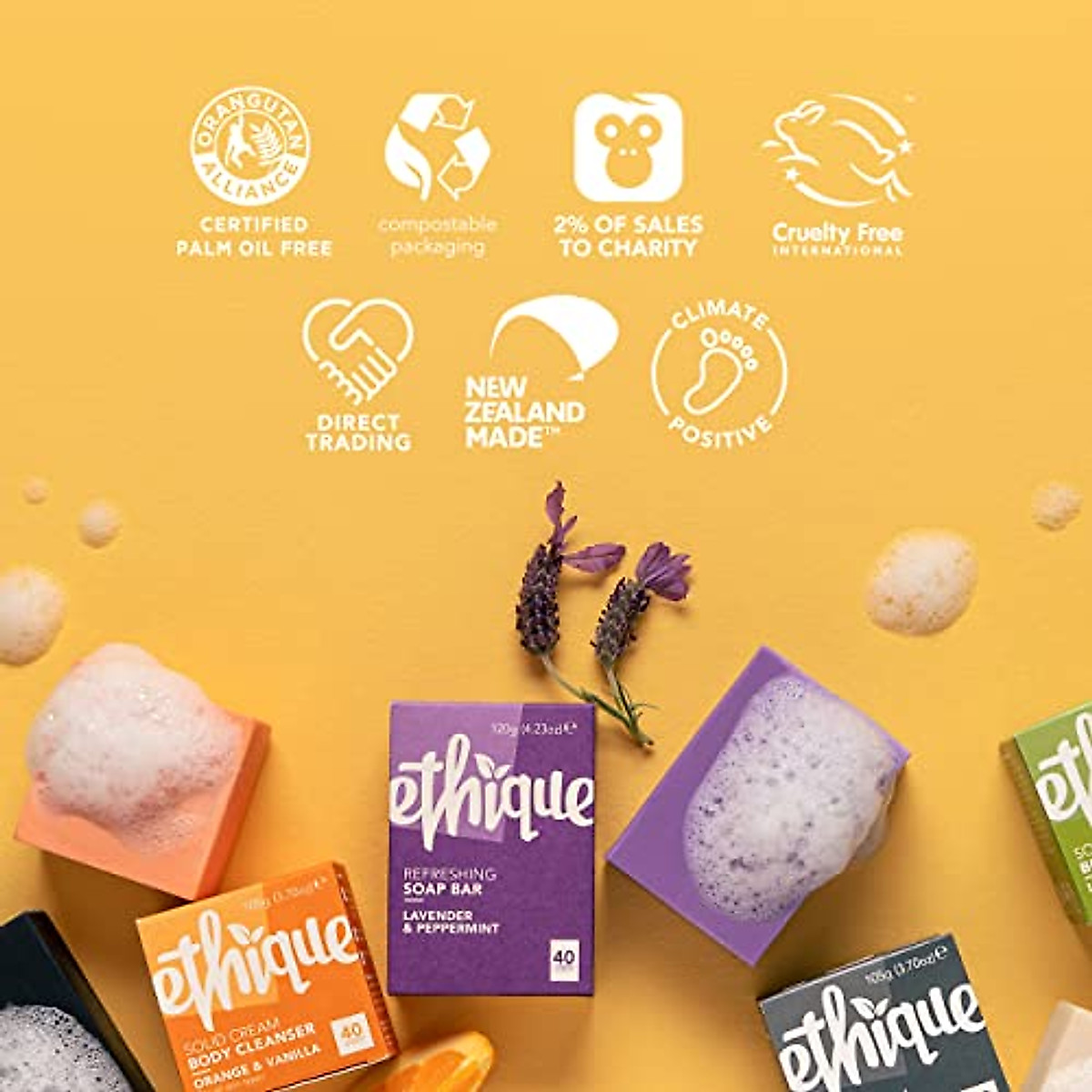 Ethique Invigorating Matcha, Lime, & Lemongrass Soap Bar - Body Wash for All Skin Types - Plastic-Free, Vegan, Cruelty-Free, Eco-Friendly, 4.23 oz (Pack of 1)