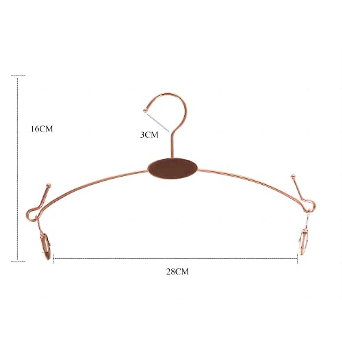 LOVENJOY Clothes Hooks Hangers Rack Metal Alloy Rose Gold for Underwear Bra Pants with Non Slip Clips for Laundry Lingerie Shop Display, 2 Pcs