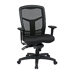 Office Star ProGrid Breathable Mesh Manager's Office Chair with Adjustable Seat Height, Multi-Function Tilt Control and Seat Slider, High Back, Coal FreeFlex Fabric