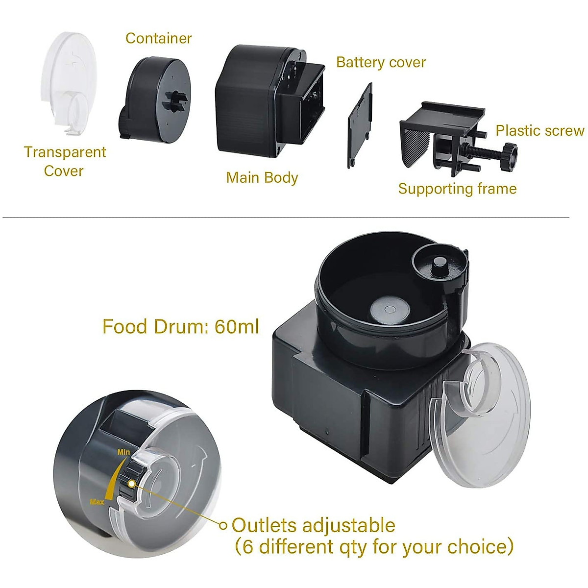 Xiaojiatech Aquarium Automatic Fish Food Dispenser Vacation Fish Feeder Tank Feeder Timer Auto Feeders for Holiday Moisture-Proof Electric Auto Fish Food Dispenser Aquatic Pet Supplies (AF-2003)