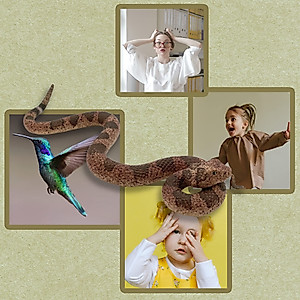 HOHAJIU Fake Snake Toy Realistic Rubber Snake Toy 10.3" Rattlesnake Figurine Scare Birds, Prank Props for Halloween Party, Gag Gift for April Fool's Day