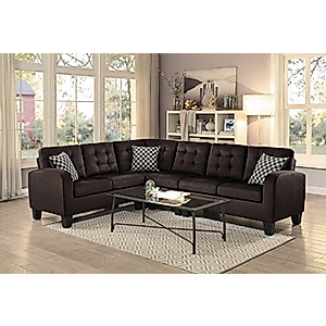 Homelegance Sinclair 84" x 107" Fabric Sectional Sofa, Chocolate