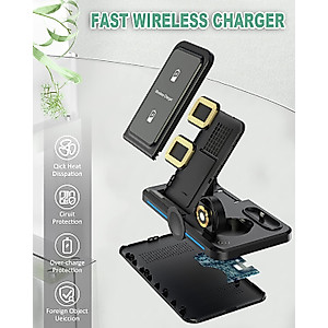 Wireless Charger for iPhone,Charging Station for Apple Multiple Devices,Foldable 3 in 1 Charger for iPhone 14/13/12/11/Pro/Max/XS/Max/XR/XS/X, Apple Watch 8/7/6/SE/5/4/3/2, Airpods