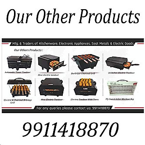 GEICO-MASTER Nano Portable Folding Outdoor Barbeque Charcoal & Gas BBQ Grill Oven GI Steel + 2 Nos of BBQ Still Needles with Wooden Handle(Kitchen Tools/Chhota Tandoor Stand)