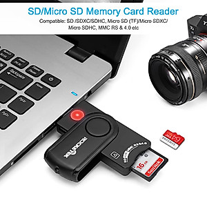 USB Smart Card Reader, Rocketek DOD Military USB Cac Memory Card Reader Compatible with Windows, Linux/Unix, MacOS X - Build In SDHC/SDXC/SD Card Reader and Micro SD Card Reader