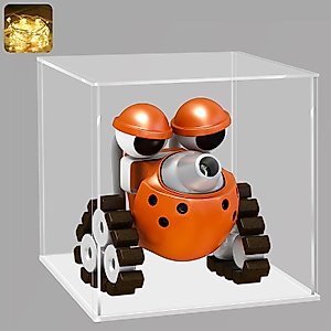 LANSCOERY Acrylic Display Case, Assemble Small Showcase Display Box for Collectibles, with Dustproof & Seamless Display Design, Suitable for Baseball 4x4x4inch White Base