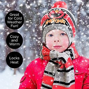 Sesame Street Boys Toddler Winter Hat, Scarf & Mittens Set, Elmo Beanie For Ages 2-4