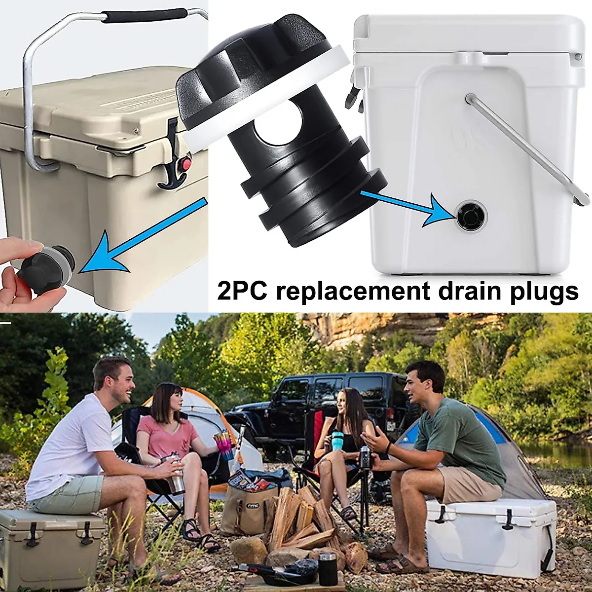 Cooler Plug for YETI Cooler, Drain Plug Cooler Plug Compatible with Yeti and RTIC Coolers Leak-Proof Replacement for YETI Tundra Roadie Tank Coolers and RTIC Coolers 2pcs