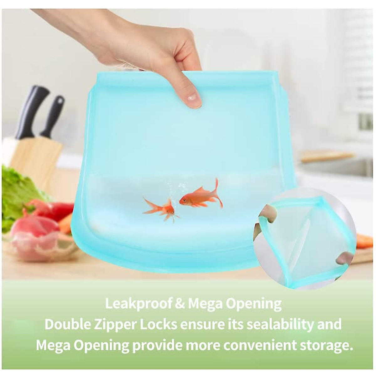 KVK Reusable Silicone Bags for Food Storage, 4 Pack Heavy Duty Silicone Ziplock Bags, Leakproof Reusable Sandwich Bags, Snack Bags, Oven Safe, Microwave Safe, Dishwasher Safe, Food Grade, Clear