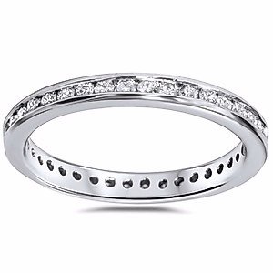 1/2ct Diamond Channel Set Eternity Ring 14K White Gold - Size 9