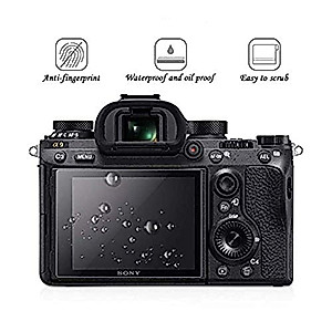 PCTC Screen Protector Compatible for Sony alpha A6600 A6100 A6400 A6000 A6300 A5000 Nex-7 NEX-6 NEX-5, 3 Packs 0.3mm 9H Hardness Tempered Glass 2* Hot Shoe Cap Cover