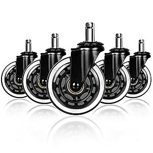 Hirate Office Chair Caster, 3" Computer Desk Chair Replacement Set of 5 Heavy Duty Protection for All Floors, Universal Stem 11mm (7/16" x7/8")