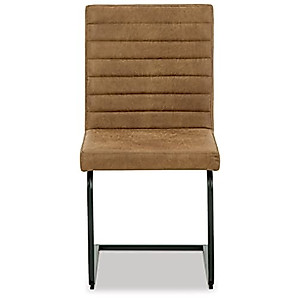 Signature Design by Ashley Strumford Modern Faux Leather Dining Upholstered Side Chair, Set of 2, Light Brown & Black