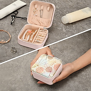 linqin Travel Jewelry Box Organizer Maple Leaves Portable Jewelry Storage Box Case for Earring Rings Necklace Bracelets Accessories Gifts for Women Gis Wife Daughter