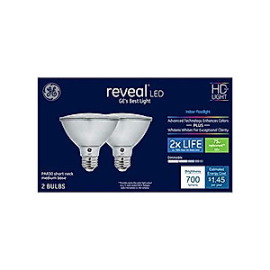 GE Reveal 2-Pack 75 W Equivalent Dimmable Color-Enhancing Par30 Shortneck LED Light Fixture Light Bulbs