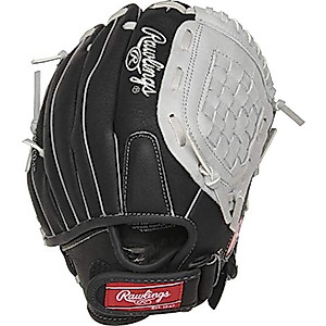 Rawlings | SURE CATCH T-Ball & Youth Baseball Glove | Right Hand Throw | 10.5" | Black/Grey