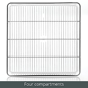 mDesign Plastic Stackable Tea Bag Storage Organizer Bin with 4 Divided Compartments - Holder for Kitchen Cabinet, Pantry, Countertop - Holds Sugar Packets, Coffee Pods, Ligne Collection, 2 Pack- Clear