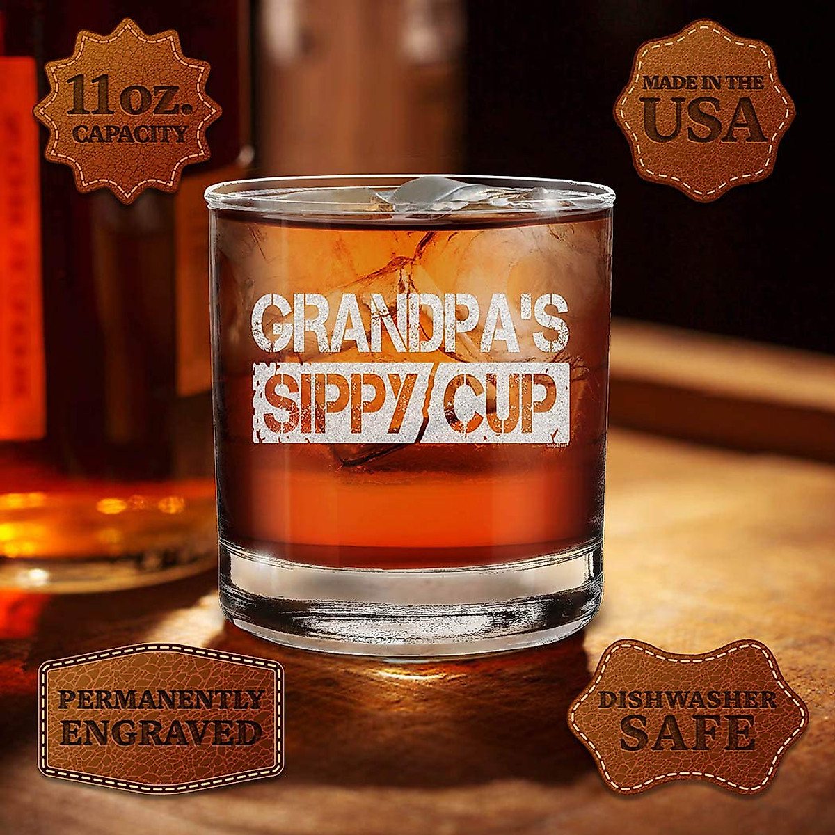 shop4ever Grandpa's Sippy Cup Engraved Whiskey Glass Promoted To Grandpa New Grandpa