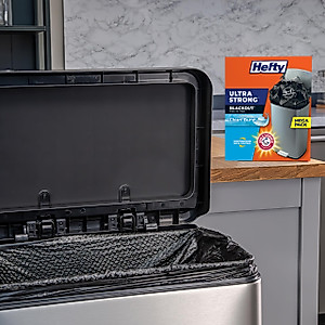 Hefty Ultra Strong Tall Kitchen Trash Bags, Blackout, Clean Burst, 13 Gallon, 80 Count