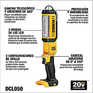 DEWALT 20V MAX LED Work Light, 100 Degree Pivoting Head, Up to 1000 Lumens of Brightness, Cordless (DCL050)