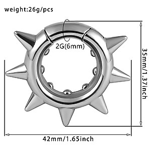 Atomhole 2PCS Spike-Shaped Ear Gauges, Hypoallergenic Ear Hangers Weights for Stretched Earlobe, 316 Stainless Steel Ear Expander Body Piercing Tunnel Plug Jewelry