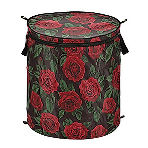 ALAZA 50 L Collapsible Laundry Basket, Red Roses Pop-up Storage Baskets for Home Organization, Toy Organizer