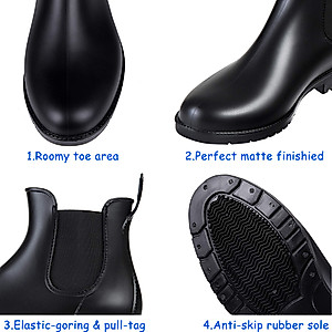 Asgard Women's Ankle Rain Boots Waterproof Chelsea Boots, Black 38 (Size 7.5)
