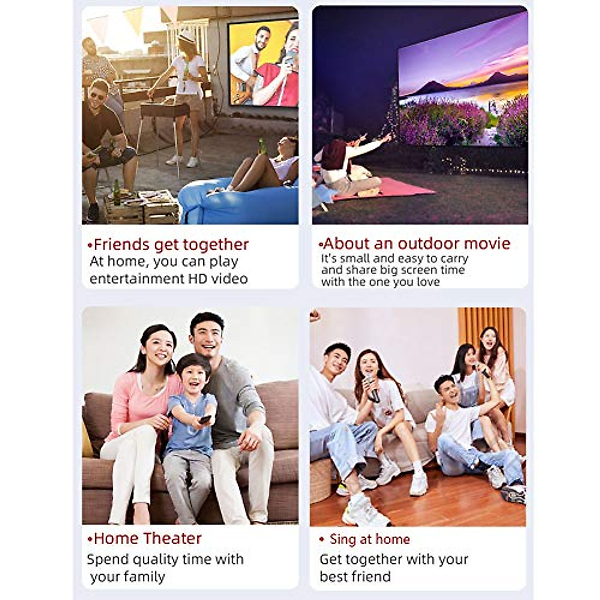 Viinice Mini Portable Video Projector, 1080P Full HD Support 6500 Lumens 100'' Display And 30,000 Hrs LED Projector Compatible with HDMI/USB/SD/AV/VGA for Home Theater,White 4K laser projector with wi