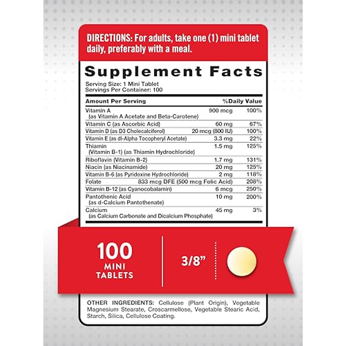 One Daily Multivitamin | 100 Mini Tablets | Non-GMO & Gluten Free Supplement | for Men and Women | by Nature's Truth