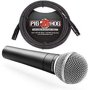 Shure SM58 Cardioid Vocal Microphone & Pig Hog Mic Cable, 20ft XLR - Bundle (Black)