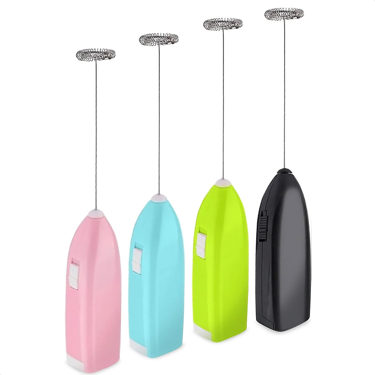 4Pcs Electric Milk Frother Handheld Mixer - Mini Kitchen Stainless Steel Milk Frother Electric Frother Handheld Battery Operated Coffee Maker - Egg Whisk Milk Foamer for Coffee Mini Frother for Coffee