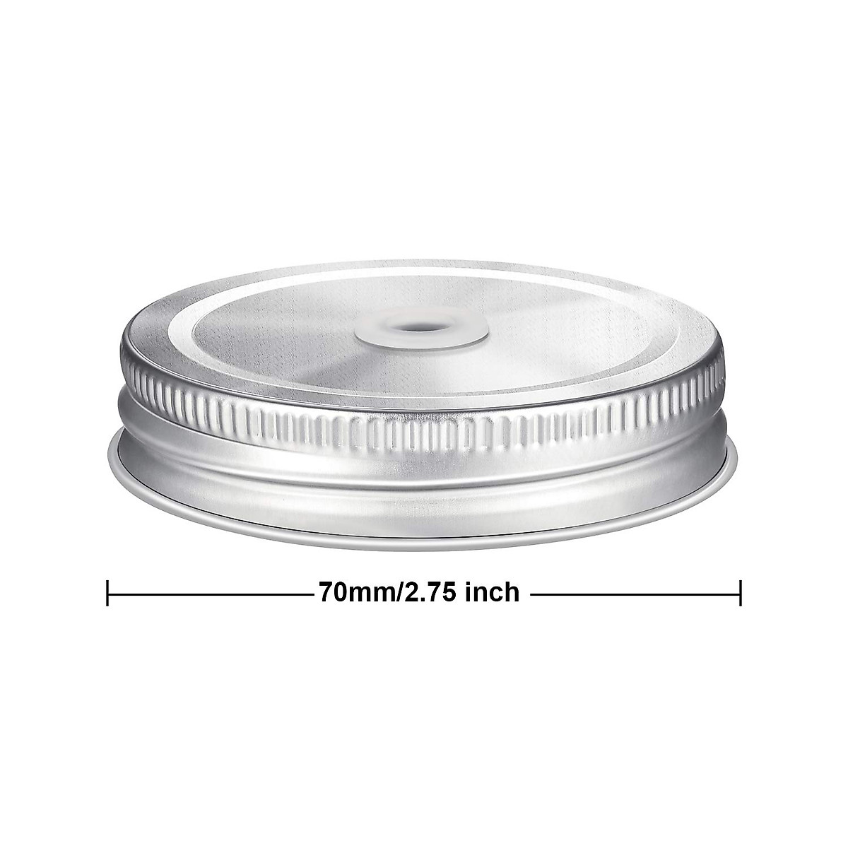26 Packs Stainless Steel Regular Mouth Mason Silver Jar Lids with Straw Hole Compatible with Mason Jar