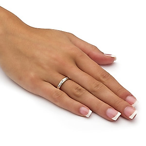 PalmBeach Yellow Gold-Plated Two Tone Textured Wedding Band Ring (3mm) Sizes 5-13 Size 6