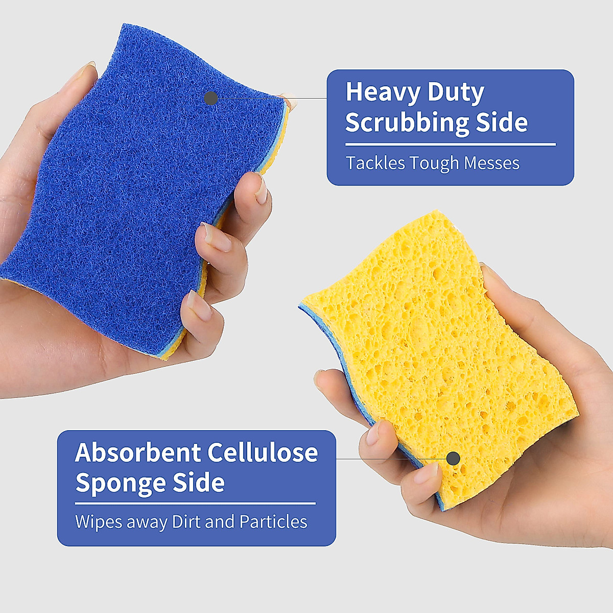 Ergonomic Design Dish Sponge 10 Pack - high Cellulose Scrub Sponge Set,Dual-Sided Dish Sponge for Kitchen Three Levels Composite Material for High Durability