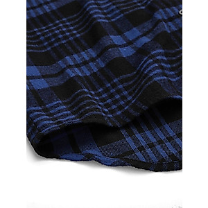 SweatyRocks Women's Casual Plaid Hoodie Shirt Long Sleeve Button-up Blouse Tops (Medium, Navy)