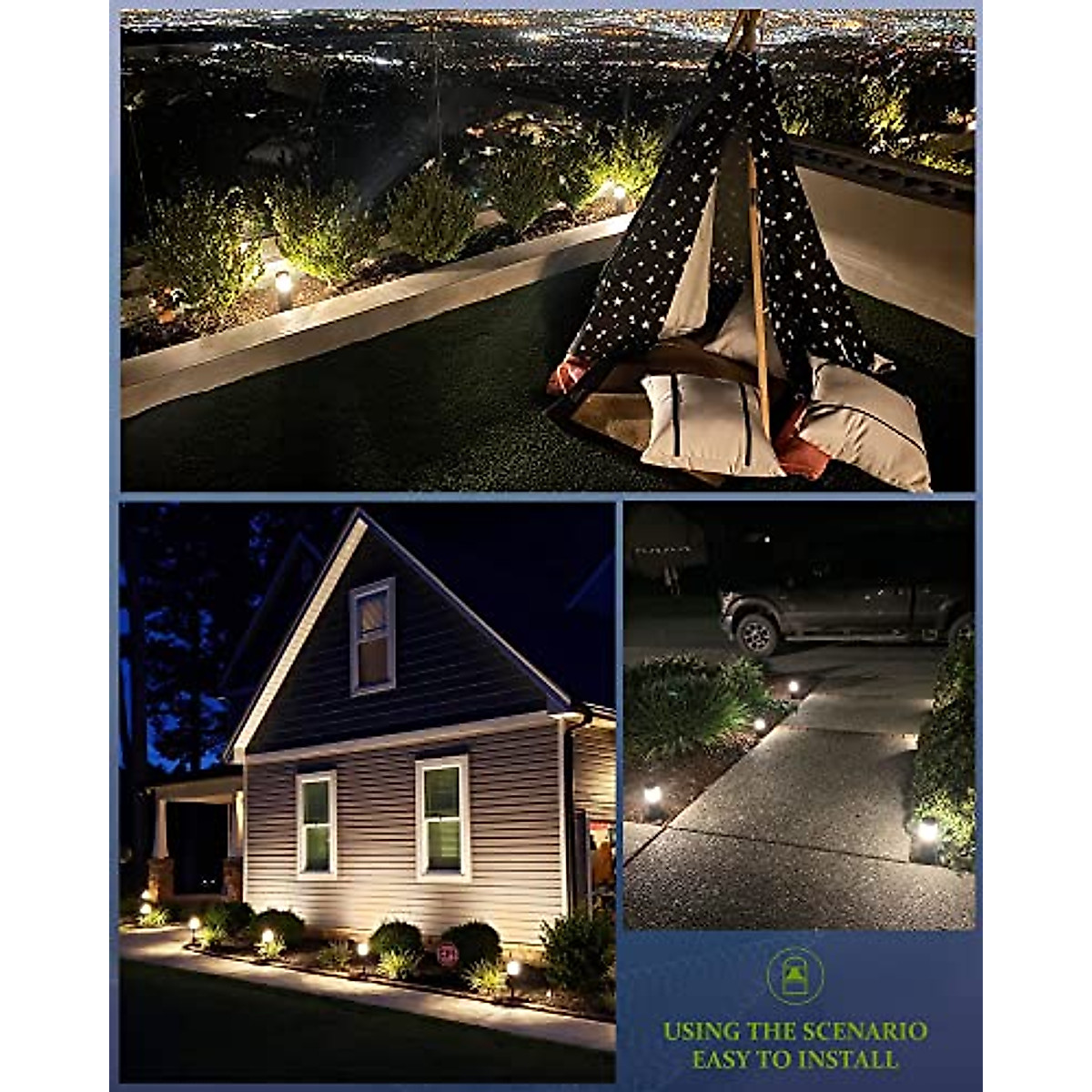 MOON-DE-AGE Low Voltage Landscape Pathway Lights, 12V LED Bollard Light IP67 Waterproof, Outdoor Driveway Walkway Wired Lights (Inclusion Connector) - Yard Garden Lawn, 2700K Warm White, 6 Pack