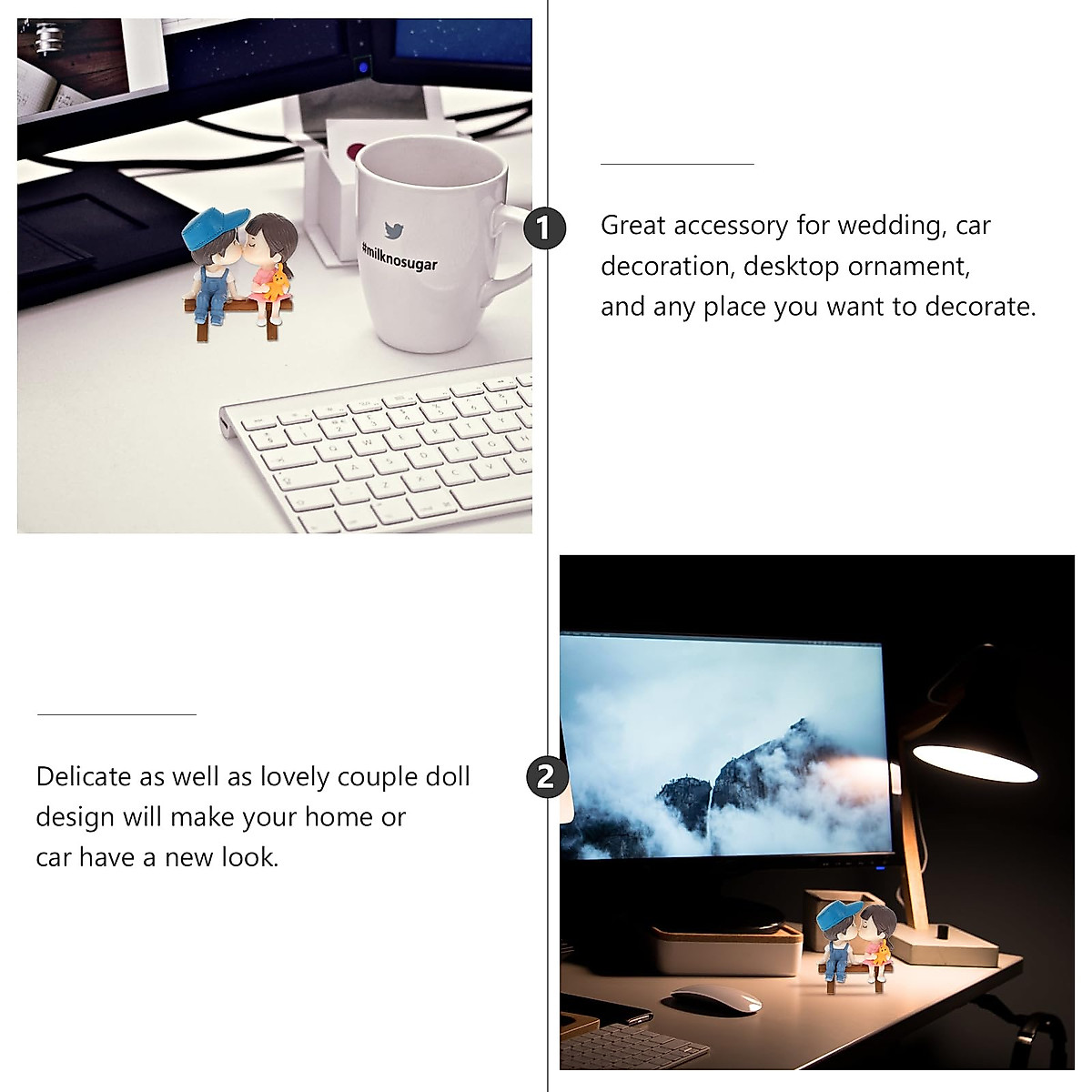 BESPORTBLE Miniature Couple Figurines Kiss Dolls Landscape Ornaments Mini Lover Doll Statue Dollhouse Action Figures Cake Topper for Home Fairy Garden Bonsai Terrarium