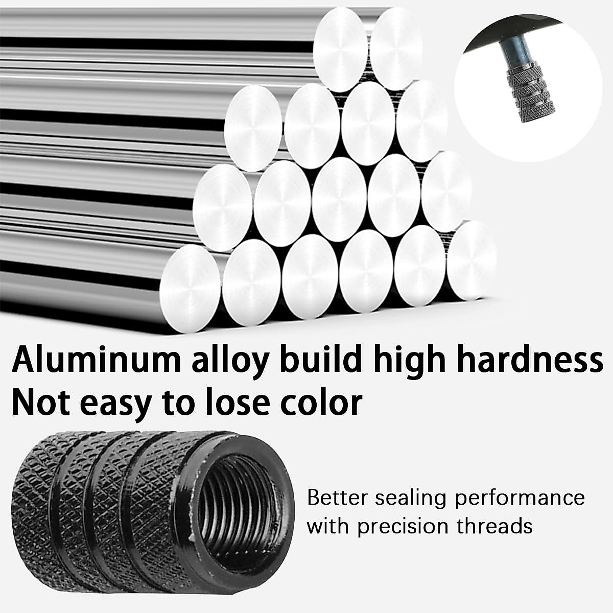 Osilly 12 Pcs Car Tire Valve Stem Cap Covers, Aluminum Alloy Air Caps Cover, Leak-Proof and Corrosion Resistant Auto Accessories, Universal Stem Cap for Trucks SUVs Motorcycles (Black)