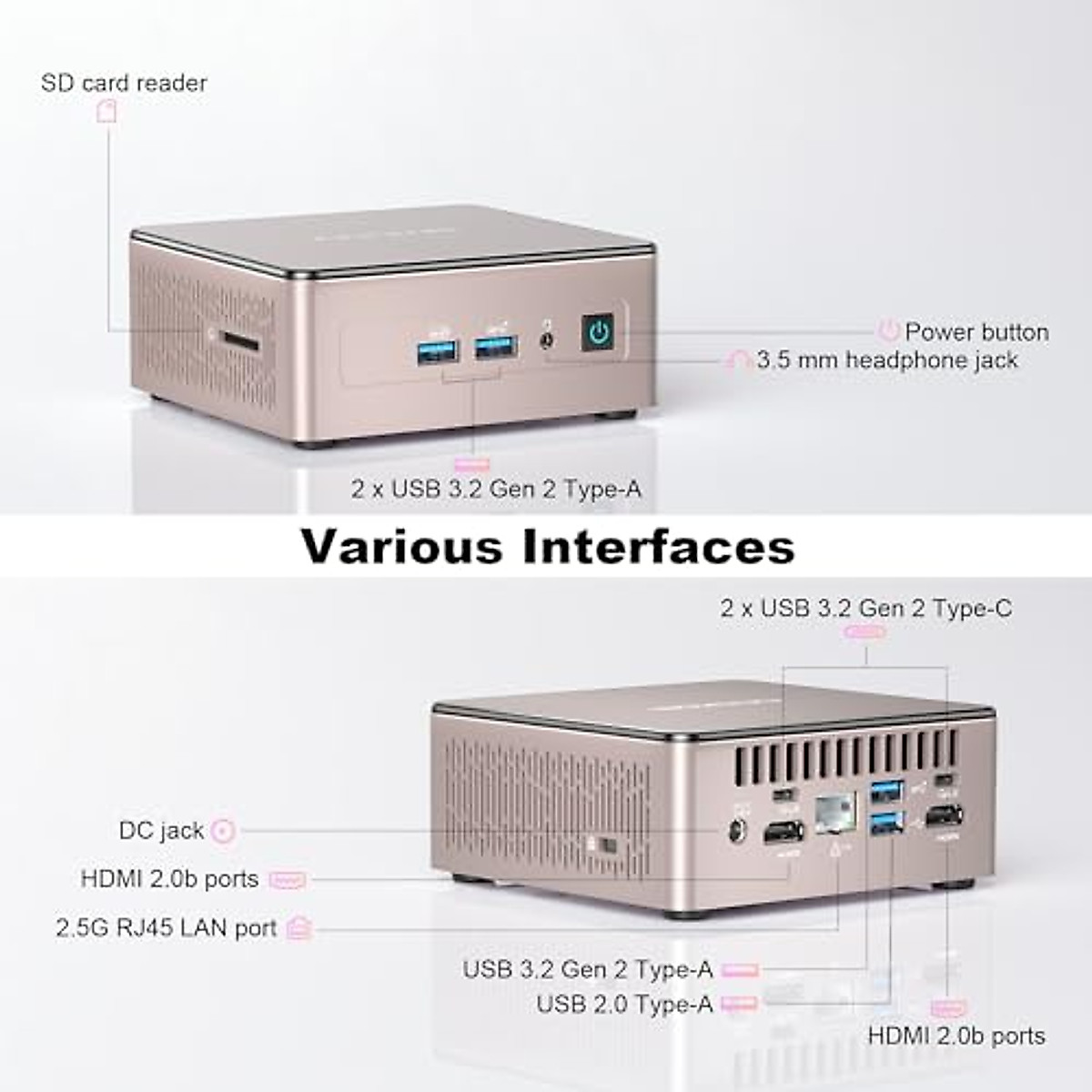 GEEKOM A5 Mini PC, AMD Ryzen 7 5800H(8C/16T, up to 4.4GHz), 32GB DDR4&512GB M.2 PCIe NVMe SSD, Vega 8 Graphics, Windows 11 Pro Desktop Computer Support 8K UHD/Wi-Fi 6/Bluetooth 5.2/USB 3.2