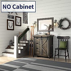 Hahaemall Heavy Duty Metal Steel Black Super Mini Sliding Barn Door Hardware Track Roller Kit Hanging TV Stand Cabinet System（6.6FT Single kit）（NO Cabinet）