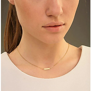 MIDEEO 14K Gold Plated Tiny Skinny Bar Necklace for Women Gold Bar Necklace Bridesmaid Jewelry Gift