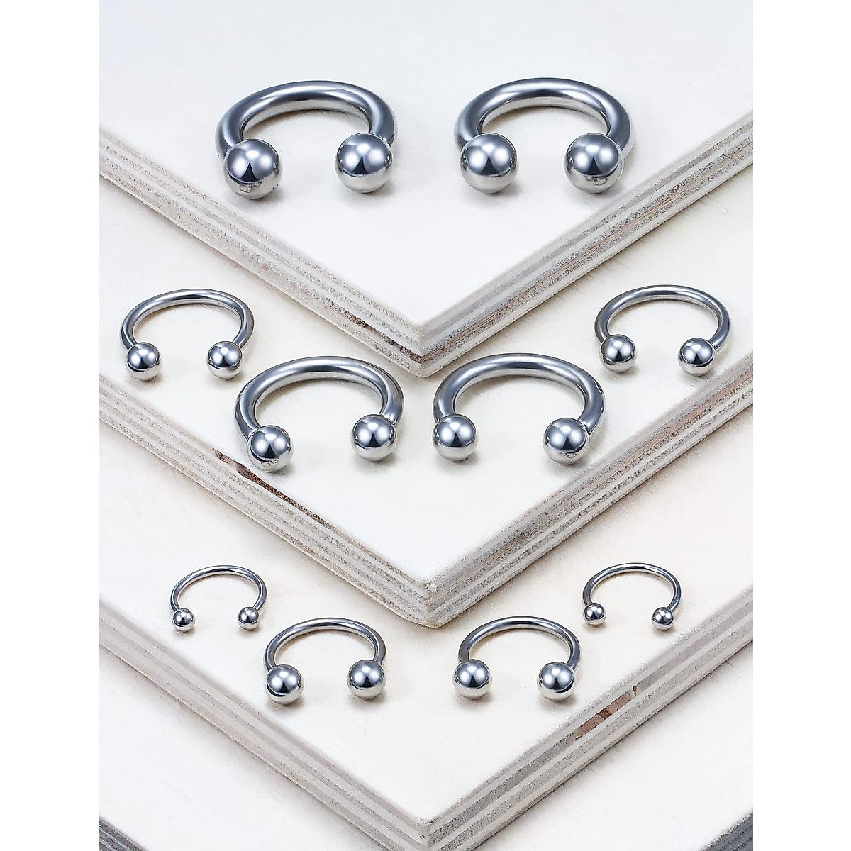 Ocptiy 6G 8G 12G 14G 16G Ear Earrings Gauges Septum Nose Plugs Tunnels Stretching Kit Surgical Stainless Steel Large Big Wide Septum Eyebrow Lip Belly Ring Cartilage Helix Tragus Earring Piercing Kit