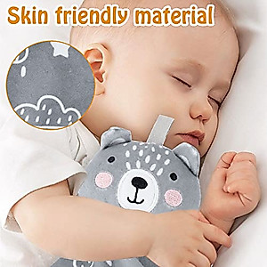 HAOBAOBEI Bear Lovey Security Blanket, 10x10 Inch Soft Baby Lovey Unisex Baby Blanket, Cute Baby Snuggle Toy Stuffed Animal for Newborn Boys Girls, Baby for Girls 0-3 Years (Grey)