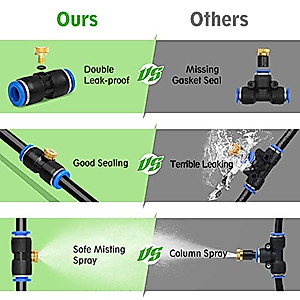 GEJRIO Mister System for Outside Patio，Outdoor Mister with 72FT Misting Hose，Patio Misters for Cooling with 26 Brass Mist Nozzles & an Adapter (3/4")，Misting Cooling System for Garden and Porch